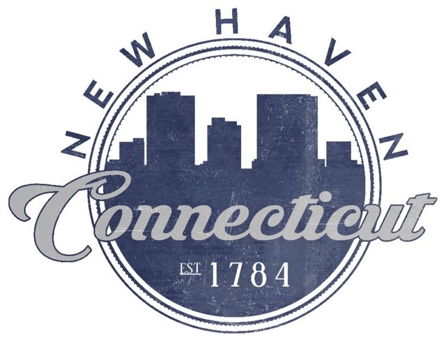 "New Haven, Connecticut, Skyline Seal (Blue)" Print - Contemporary ...