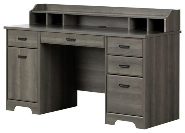 Versa Computer Office Desk with Power Bar-Gray Maple-South Shore ...