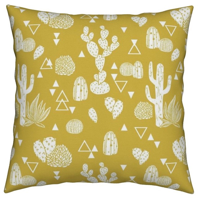 Cactus Tri Mustard Geometric Cacti Cactus Throw Pillow - Southwestern ...