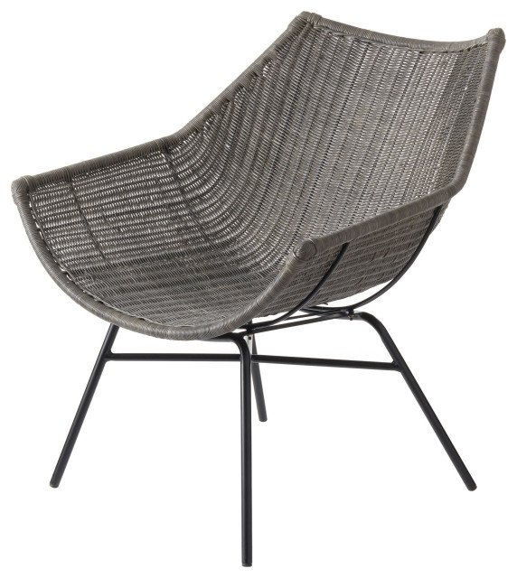 Kamala Gray Stained Rattan Lounge Chair - Tropical - Armchairs And ...