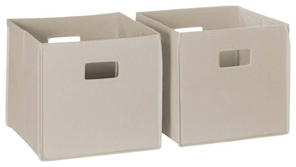 RiverRidge 2-Piece Traditional Fabric Folding Storage Bin Set in Taupe ...