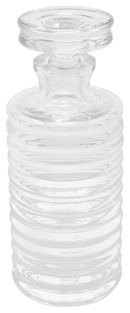 Luxe Designer Ribbed Glass Decanter | Tall Hand Blown Round Vintage ...