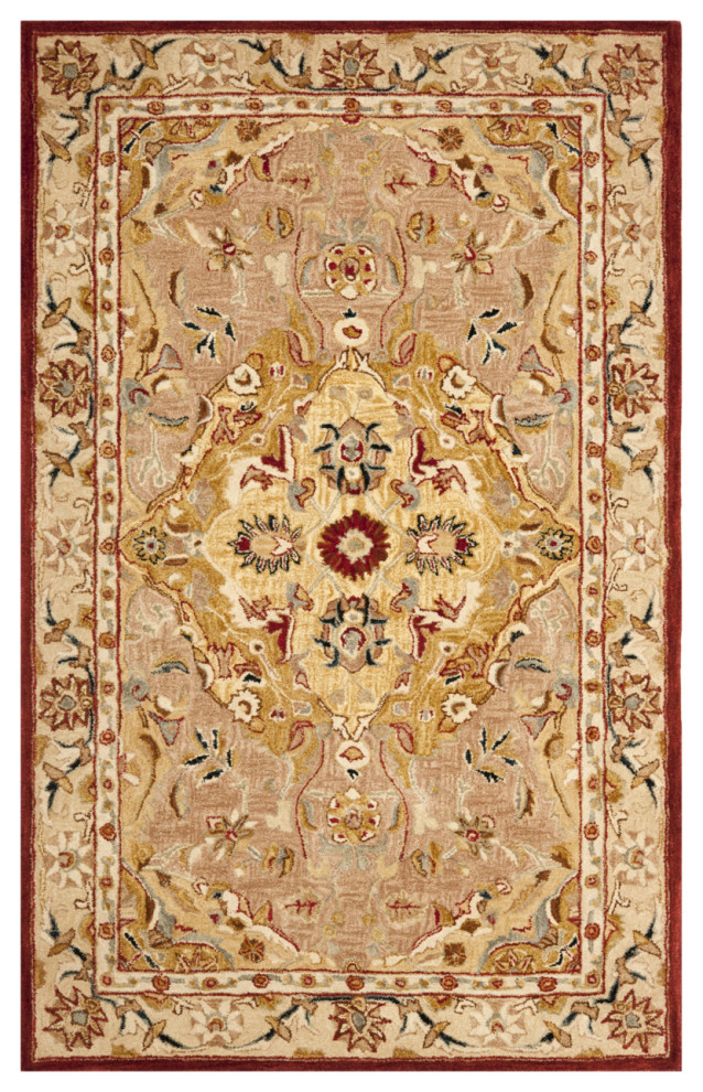 Safavieh Anatolia An534a Handmade Gold / Ivory Rug, 4' x 6 ...