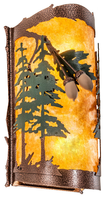 6 Wide Oak Leaf & Acorn Wall Sconce - Rustic - Wall Sconces - by Meyda ...