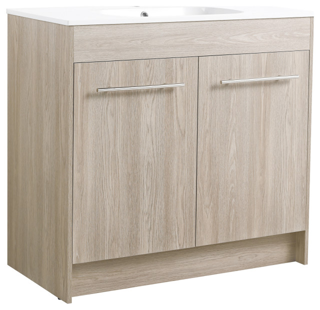 36 Inch Plywood Freestanding Bathroom Vanity with Gel Basin and Doors ...