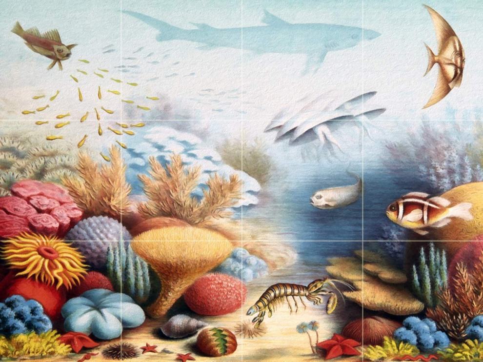 Tile Mural Sealife ocean fishes corals Kitchen Backsplash, Four Inch ...