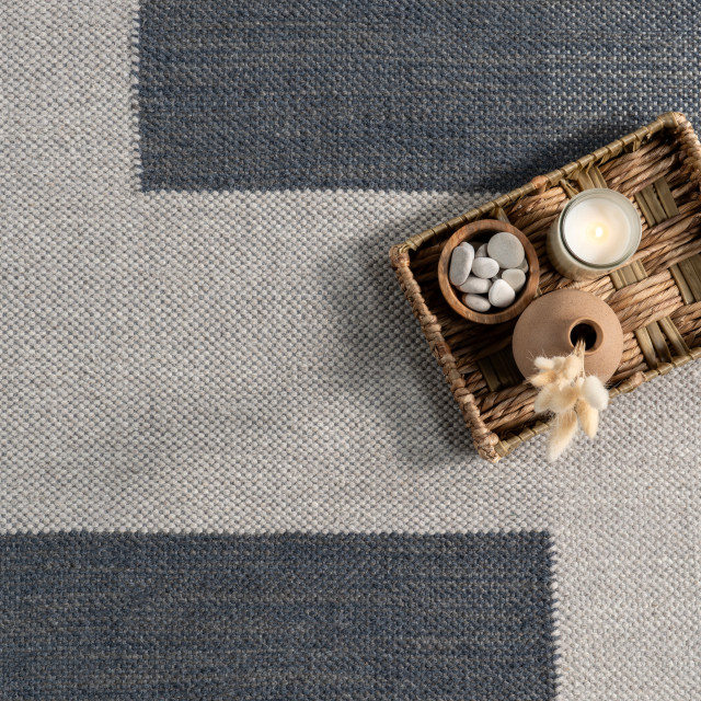 Emily Henderson x RugsUSA Blue Jay Colorblocked Wool Rug, 8' x 10 ...