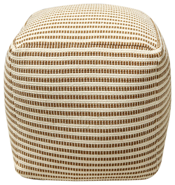 White Hand-woven Lodo Pouf, 18" Cube, 18" Cube - Transitional - Floor ...
