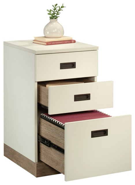 Sauder Dixon City Engineered Wood File Cart in Pebbled White Finish ...