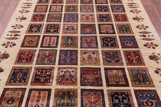 Handmade Persian Garden Design Wool Rug 5' 11" X 7' 6" - Q18309, 5' 11 ...