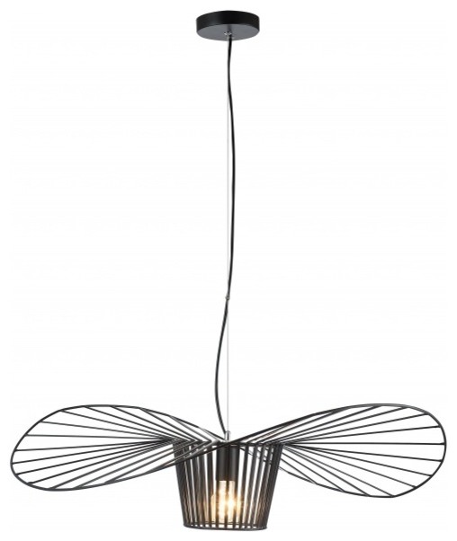 Single Pendant Black Iron Wire "Hat" Shaped Light Fixture ...