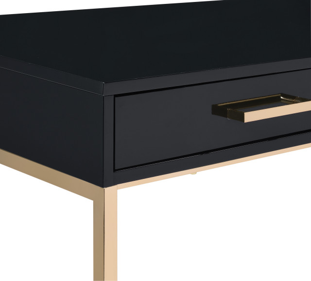 Alios Desk With Black Gloss Finish and Gold Frame - Contemporary ...