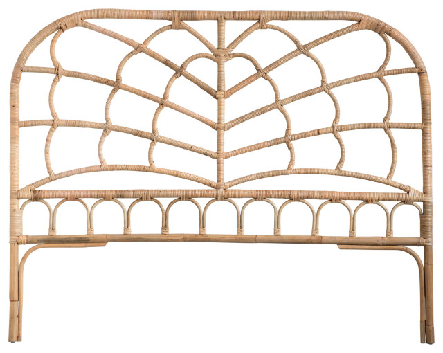 Queen Size Rattan's Arched Headboard, Natural, Queen - Tropical ...