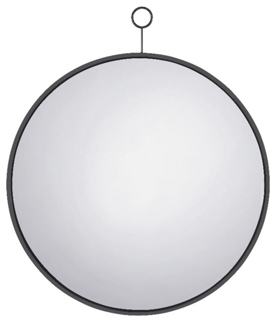 Coaster Gwyneth Contemporary Glass Round Wall Mirror in Black Nickel ...