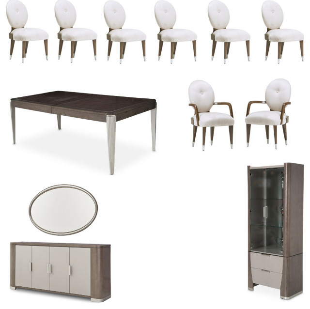 AICO Furniture Roxbury Park 12 Dining Table Set - Midcentury - Dining ...