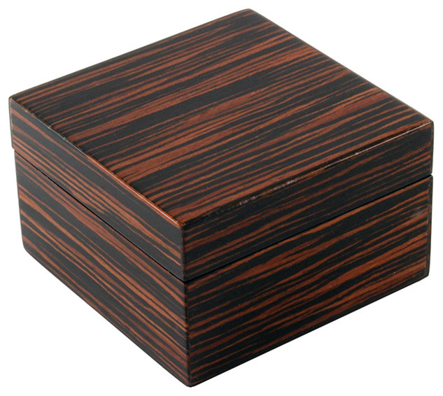 Lacquer Small Square Box, Macassar Ebony - Contemporary - Decorative ...