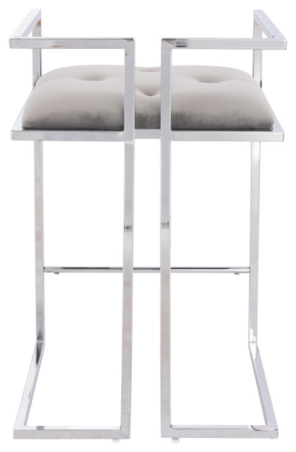 Coralie Silver Satin Kitchen Counter Stool - Contemporary - Bar Stools ...