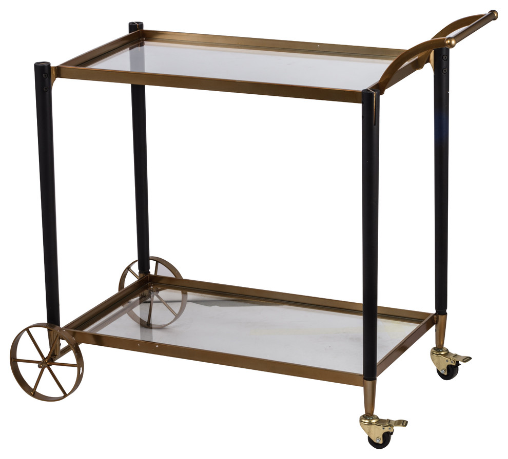Modern Chic Gold and Black Metal Cart 36x19x35" - Contemporary - Bar ...