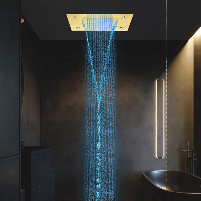 Crema LED Gold Musical Shower System With Round Hand Shower, 6 Round ...