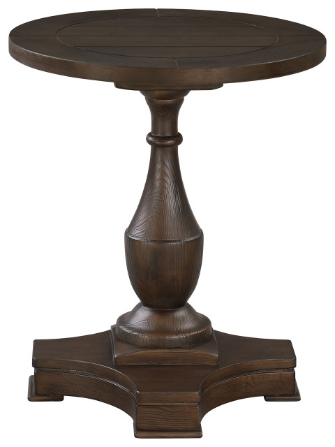 Morello Round End Table With Pedestal Base Coffee - Traditional - Side ...