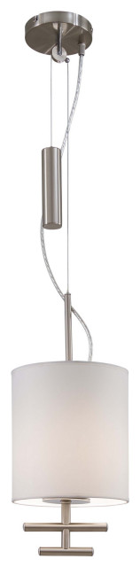 Counter Weights 1 Light Mini Pendant, Satin Steel With White ...