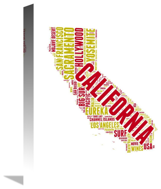 "California Word Cloud Map" Fine Art Print, 12" x 16" - Modern - Prints ...