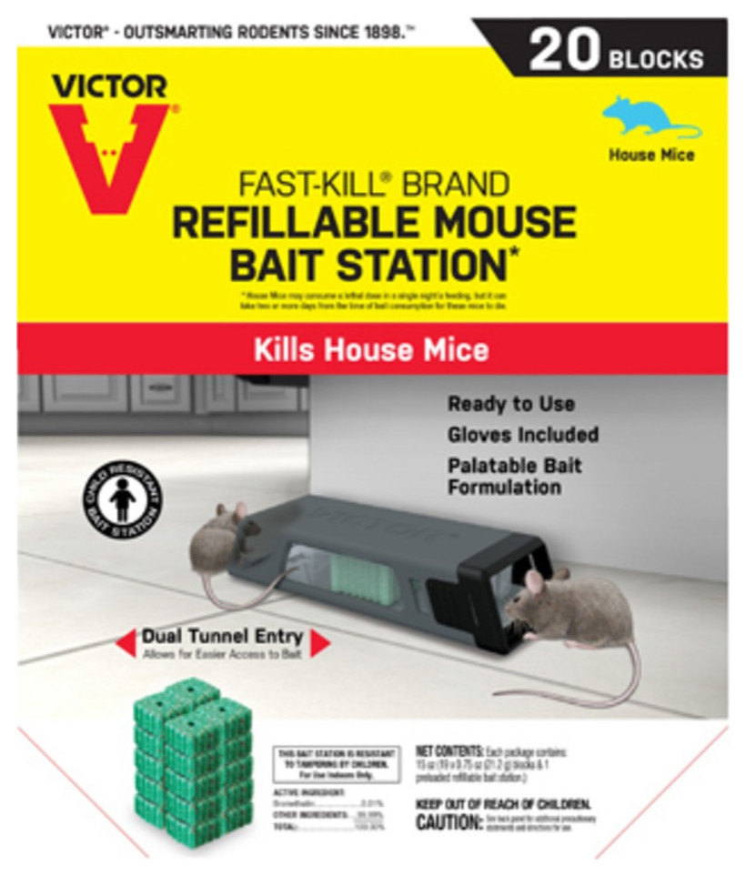 Victor M923 Fast-Kill Refillable Mouse Bait Station, 20 Blocks ...