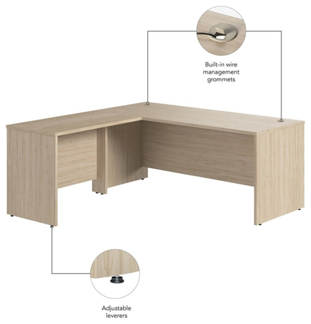Studio C 72W x 30D L Shaped Desk in Modern Hickory - Engineered Wood ...