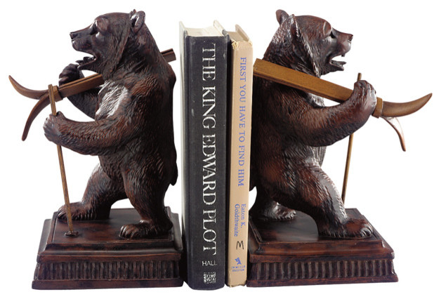 Ski Bear Bookends - Rustic - Bookends - by Lodgeandcabins | Houzz