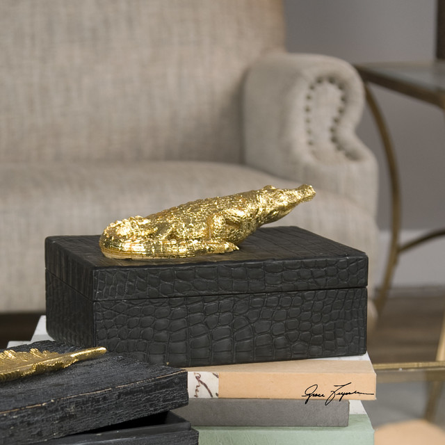Uttermost Crocodile Box, Gold - Contemporary - Decorative Boxes - by ...