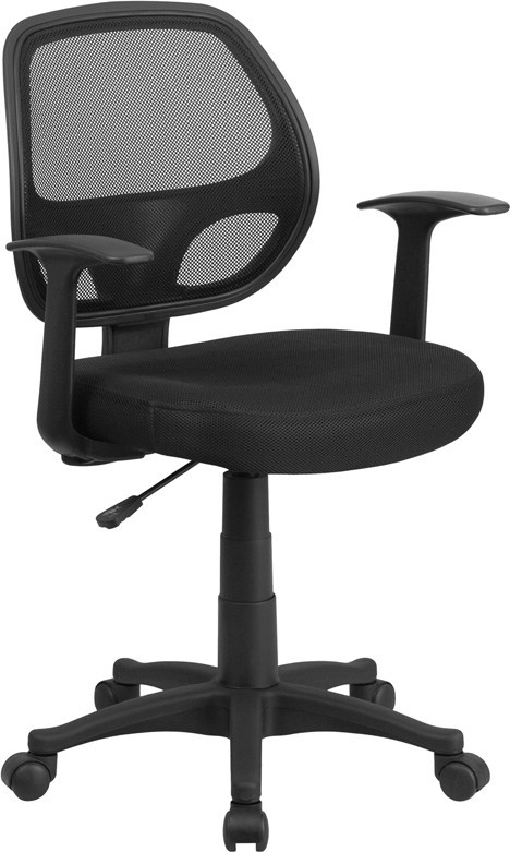 Black Mesh Swivel Ergonomic Task Chair With T-Arms - Desk Chair ...