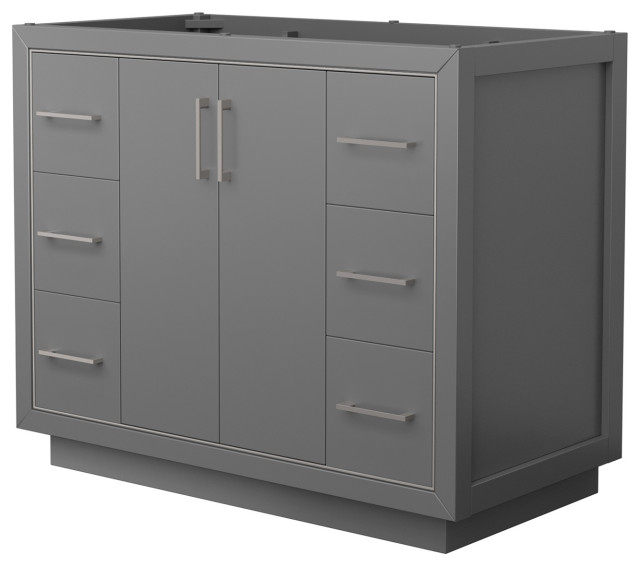 Icon 42" Single Vanity, Dark Gray, No Top, No Sink, Brushed Nickel Trim ...