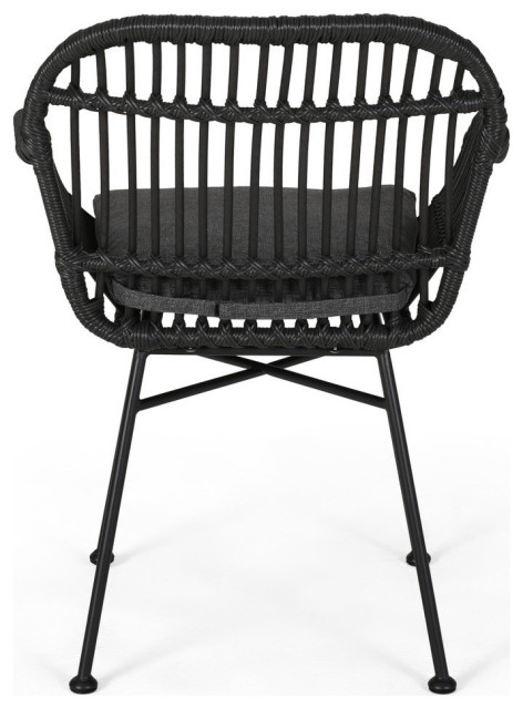 Rodney Indoor Woven Faux Rattan Chairs With Cushions, Set of 2 ...