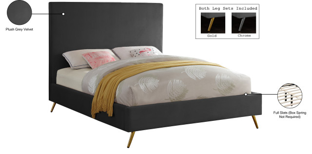 Jasmine Velvet Bed, Queen - Midcentury - Platform Beds - by Meridian ...