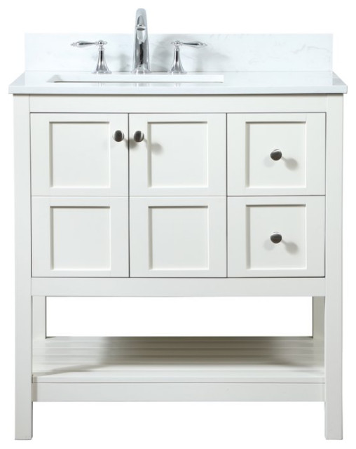 Elegant VF16432WH-BS 32 inch single bathroom vanity in white with ...
