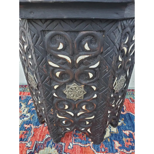 Moroccan Octagonal Wooden Side Table - Camel Bone - Mediterranean ...