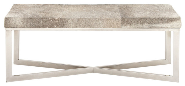 Contemporary Gray Leather Bench 59658 - Contemporary - Upholstered ...