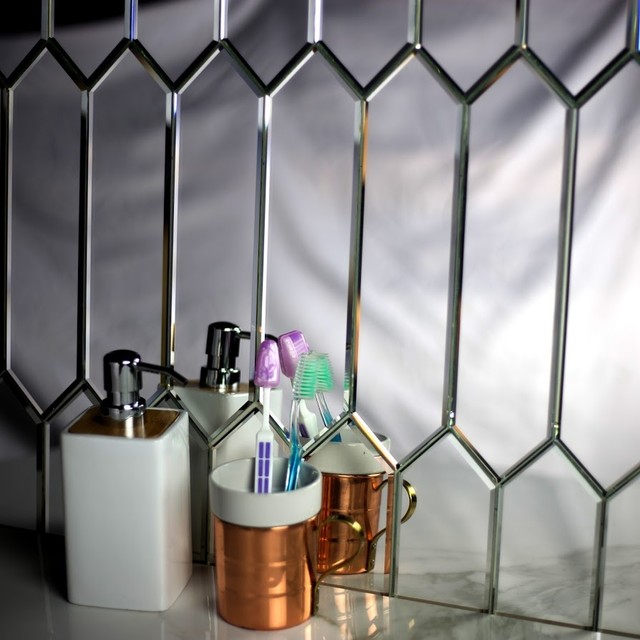 Reflections Peel & Stick 3x12 in Beveled Mirror Picket Tile in Silver ...