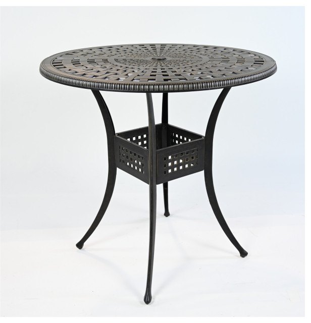 Maxwell 42 Inch Round Outdoor Cast Aluminum Bar Table - Transitional ...