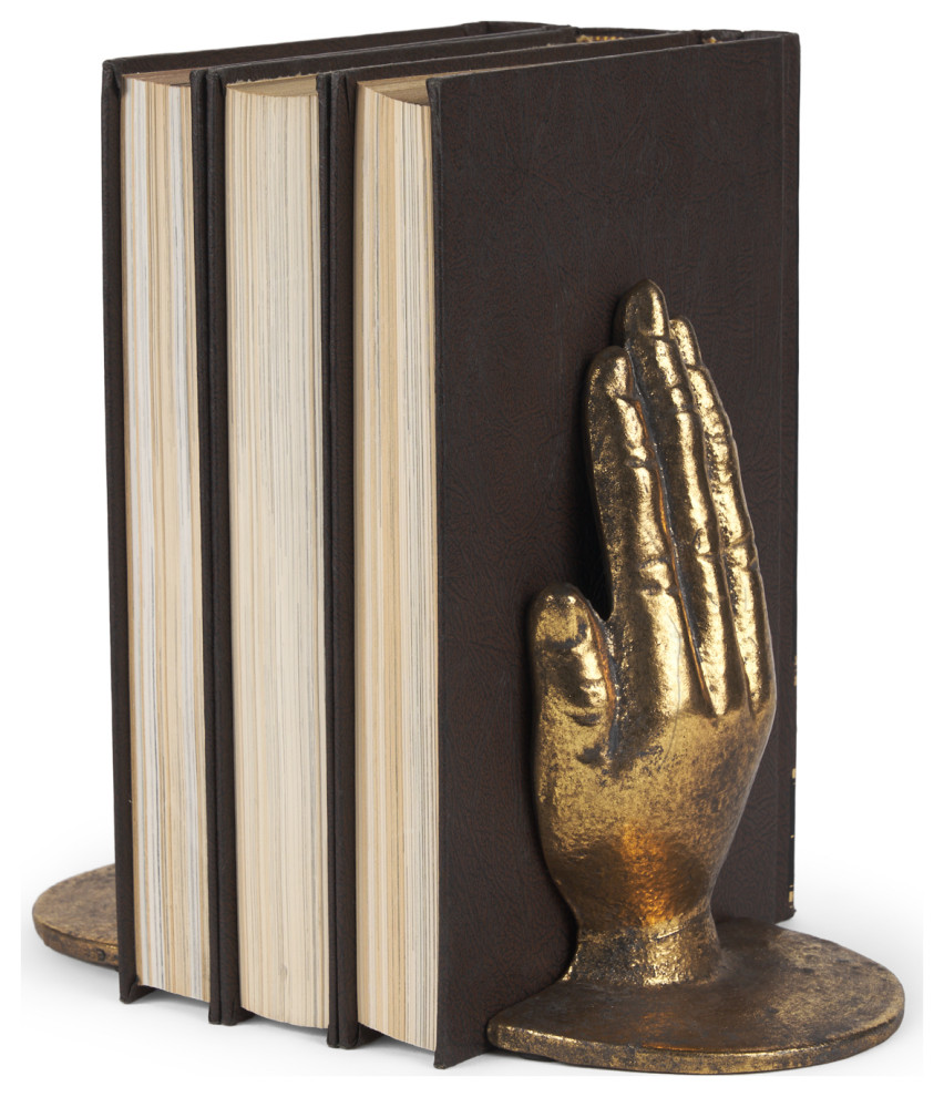 Praying Hands Gold Cast Iron Book Ends - Contemporary - Bookends - by ...