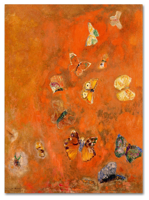 'Evocation of Butterflies, 1912' Canvas Art by Odilon Redon, 14" x 19 ...