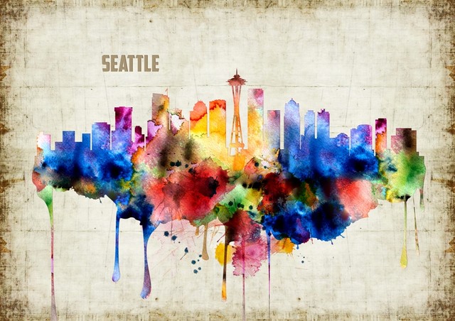 Seattle Watercolor Print - Contemporary - Prints And Posters - by Artollo