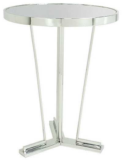Rut End Table With Mirror Top and Polished Stainless Steel Leg ...