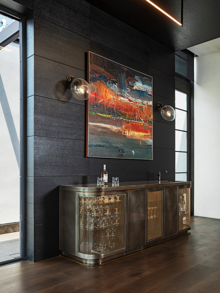 Custom Curved Bar Cabinet with Mesh Panels - Modern - Home Bar ...