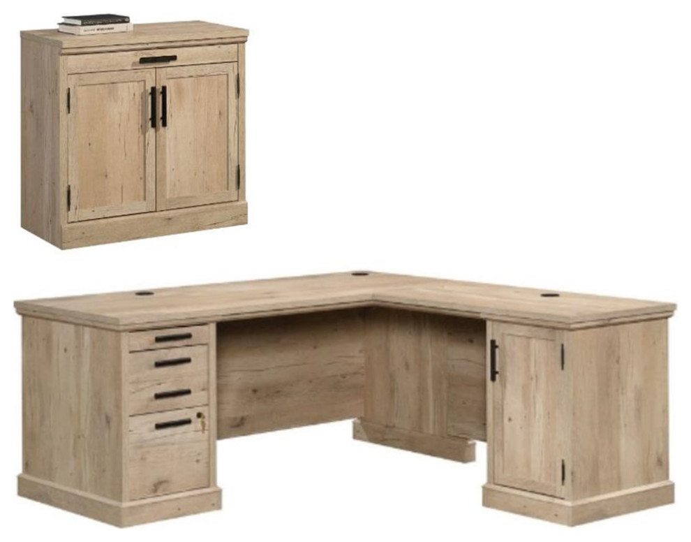 Home Square 2-Piece Set with L-Shaped Desk & Utility Stand Library Base ...