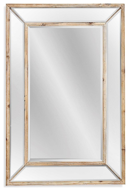 Maklaine Modern / Contemporary Wall Mirror in Natural Scrubbed Pine ...