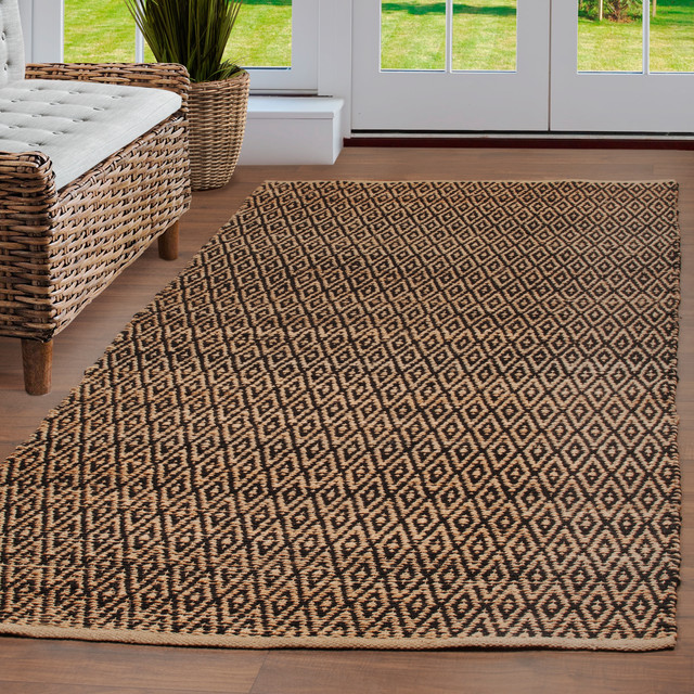 Ambari Jute Hand-Woven Reversible Contemporary Indoor Area Rug, 4 ft. x ...