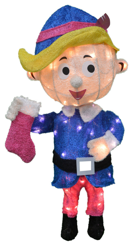 18" Lighted Hermey Holding Stocking Outdoor Christmas Yard Decoration ...