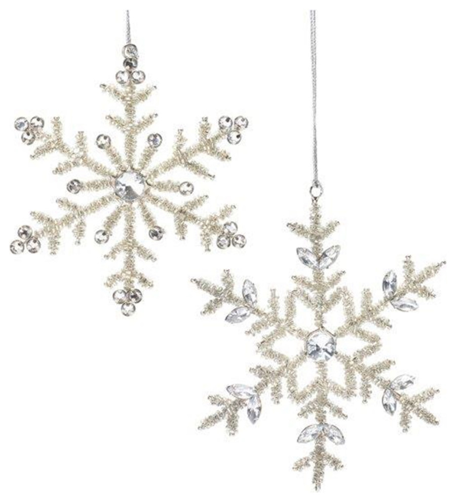 Jeweled Metal Snowflake Ornament, Set of 12 - Christmas Ornaments - by ...