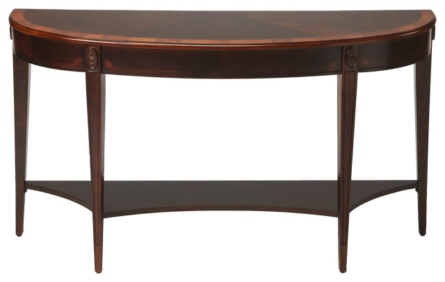 Astor Cherry Nouveau Demilune Design Console Table with Lower Display ...